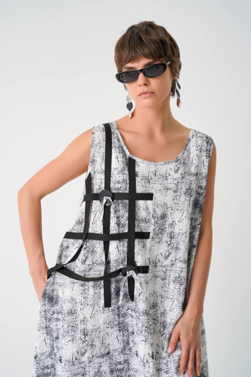 Rochie Maxi cu Imprimeu Urban, Femei, Alba – Style4Street – Moda Urbana
